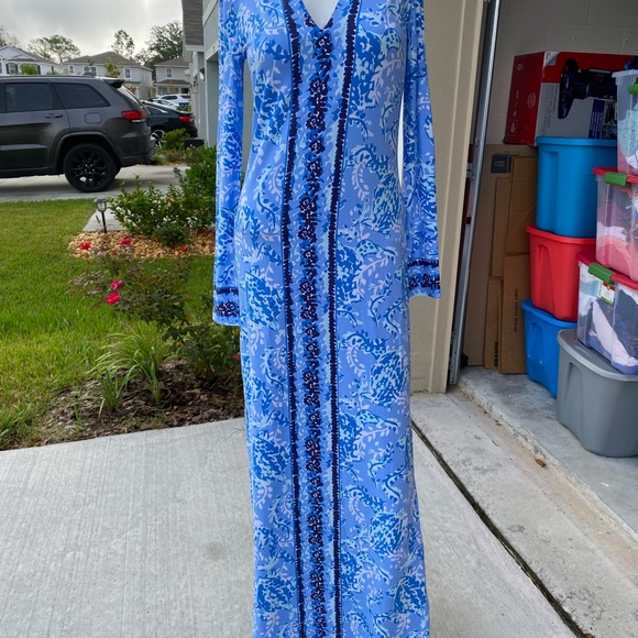 Lilly Pulitzer | Dresses | Lilly Pulitzer Blue Peri Faye Maxi Dress ...
